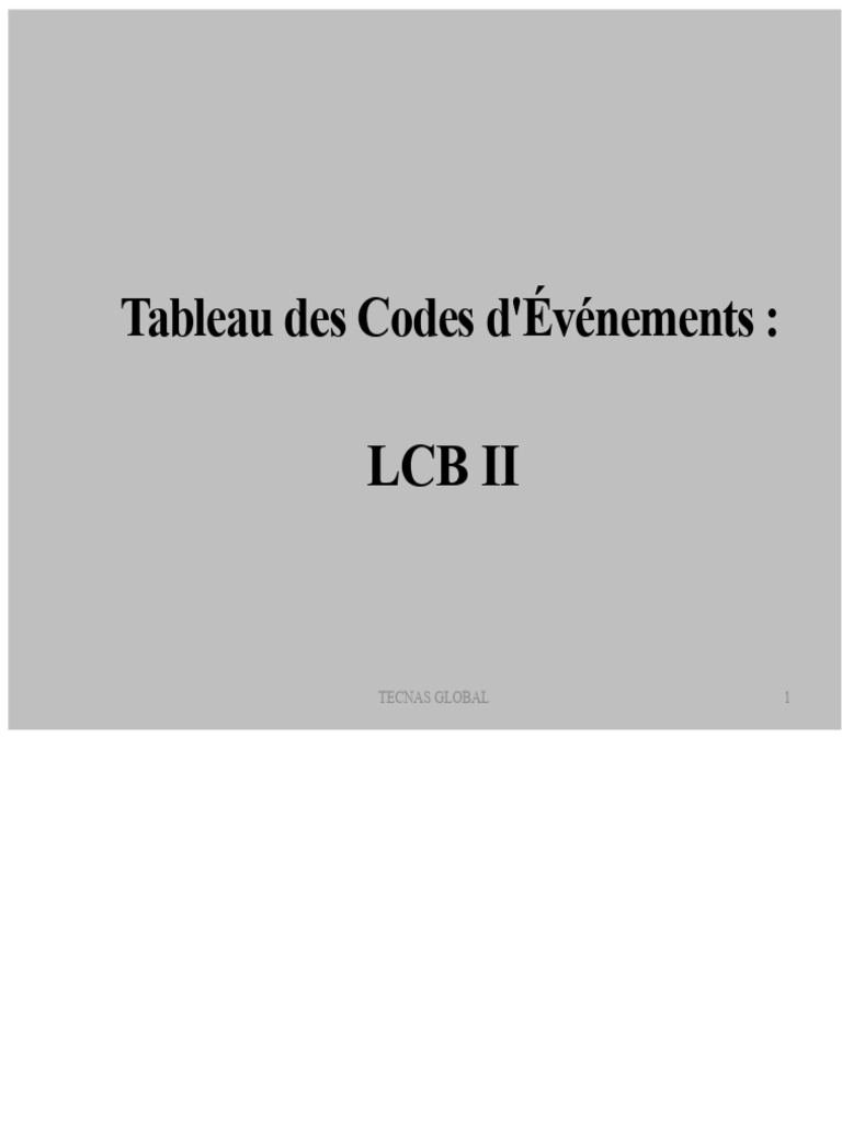 Tableau Des Codes D'événements LCBII | PDF