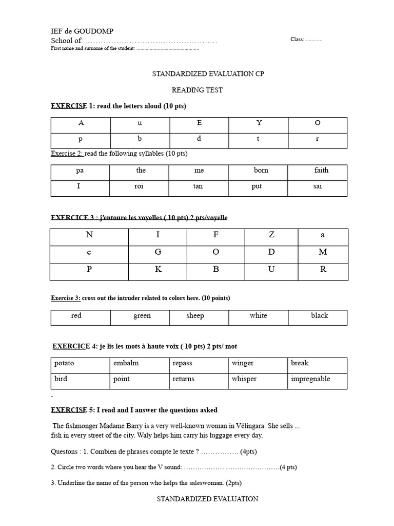 CP Standardized Evaluation | PDF | Linguistics