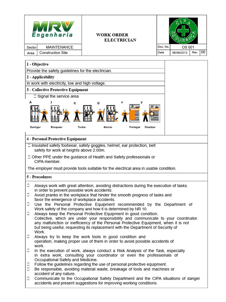 Work Order - Electrician-Nr-10 | PDF | Personal Protective Equipment ...