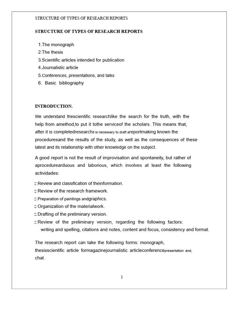 Types of Research Reports | PDF | Thesis | Methodology