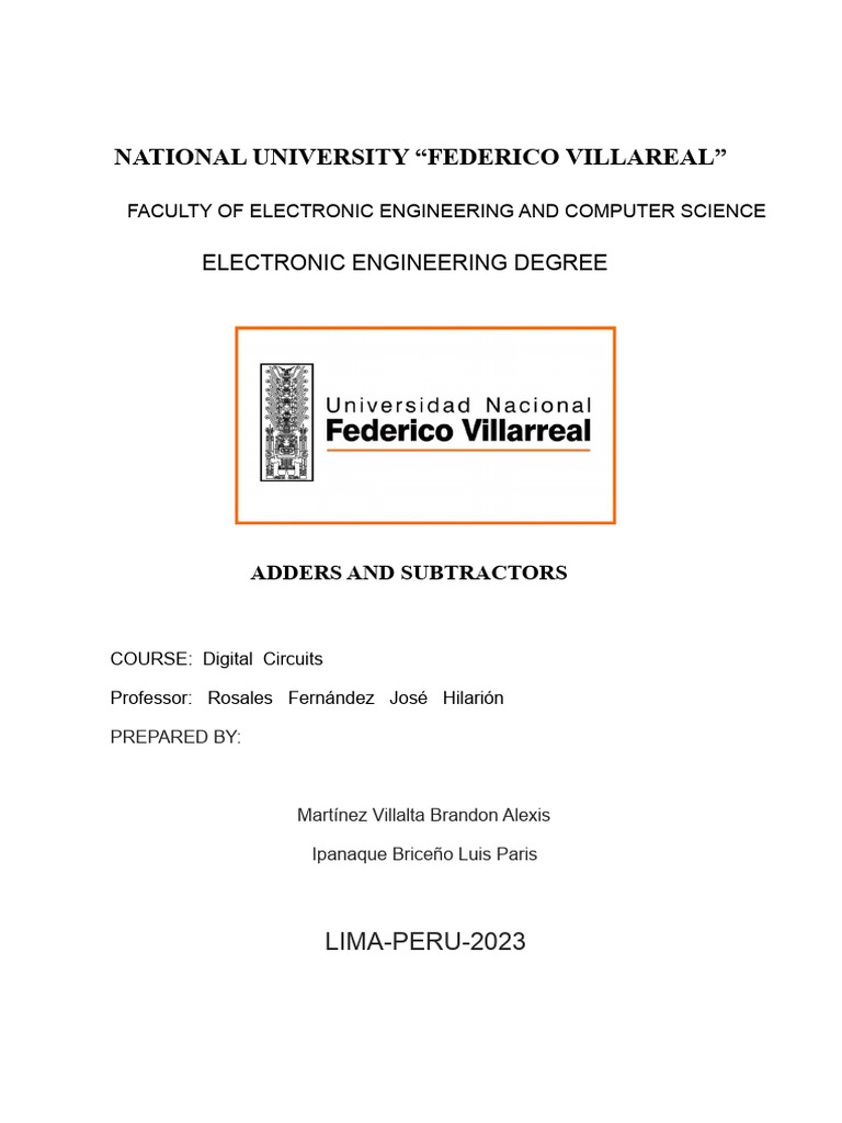 Report On Digital Circuits: Adders and Subtractors | PDF | Electronics | Computer Engineering