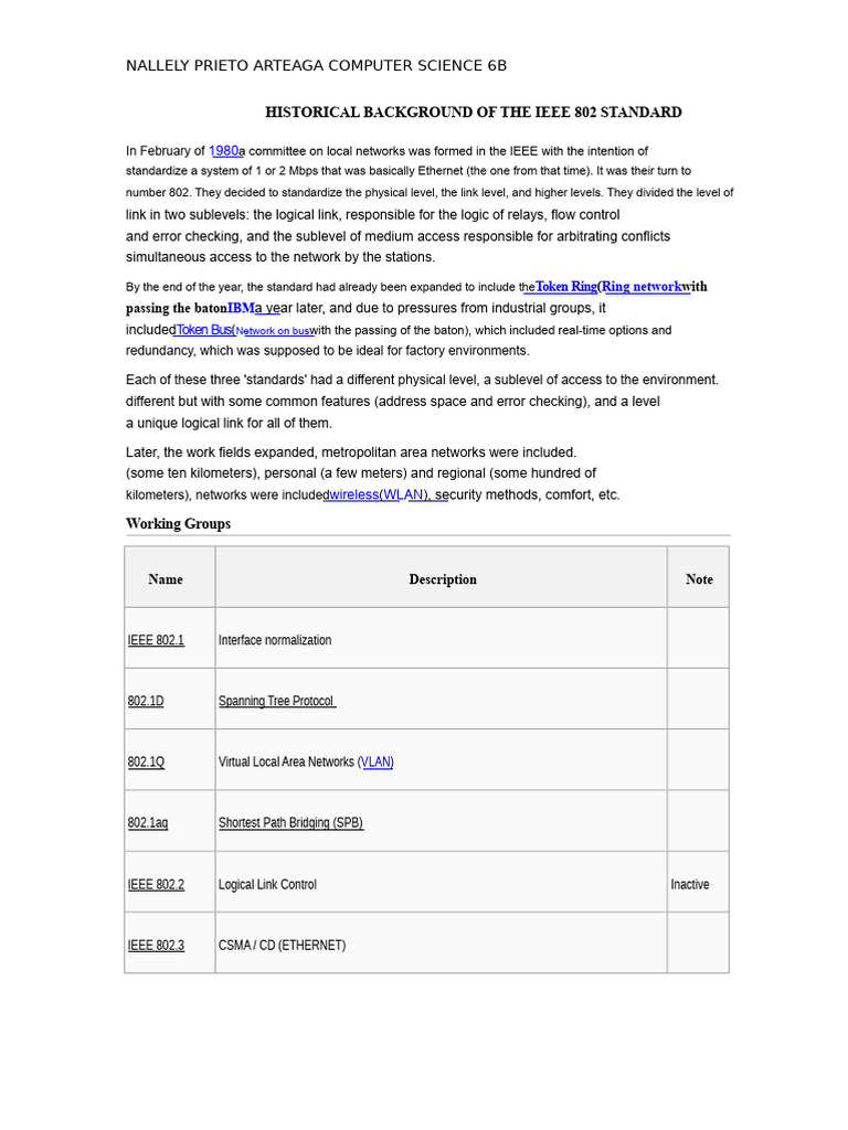 Background of The IEEE Standard | PDF | Local Area Network | Computer ...