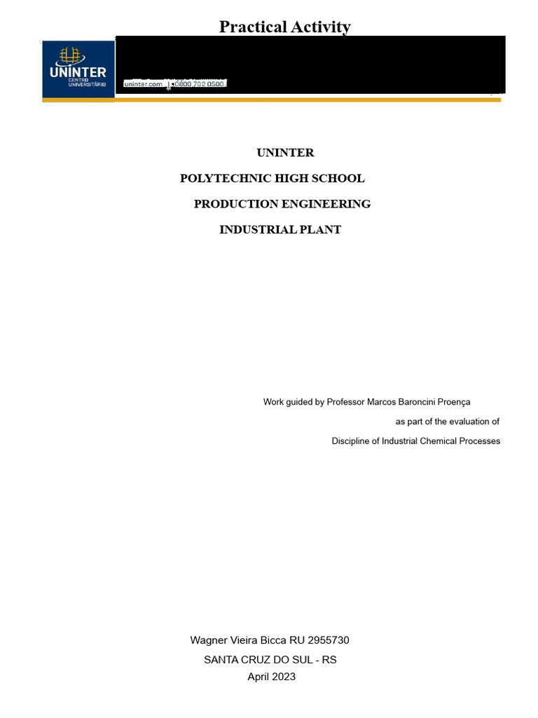 Industrial Chemical Processes Activity | PDF | Steam | Enthalpy
