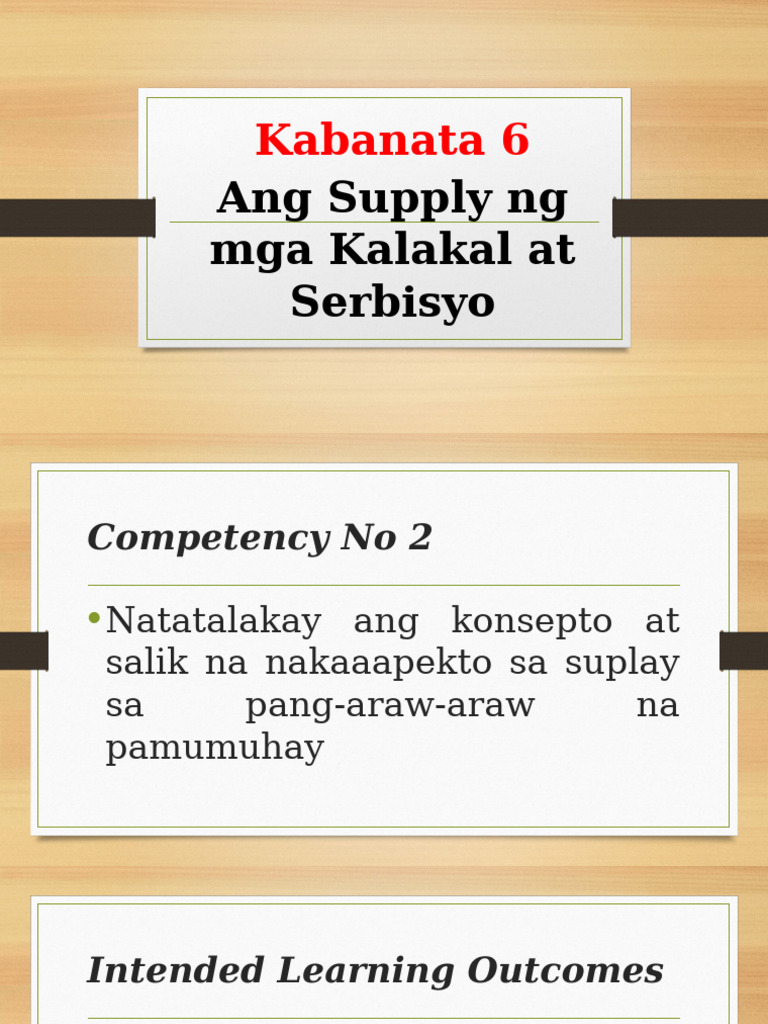 Kabanata 6 - ANG SUPPLY NG MGA KALAKAL AT SERBISYO | PDF