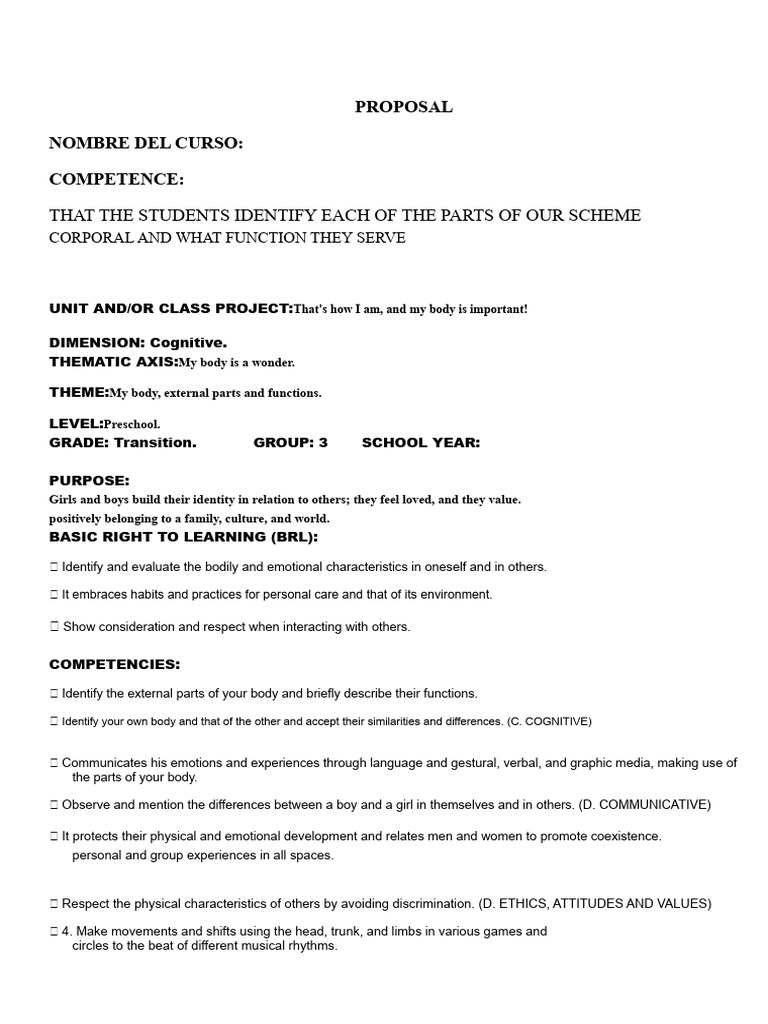 Lesson Plan Body Parts | PDF | Emotions | Behavioural Sciences