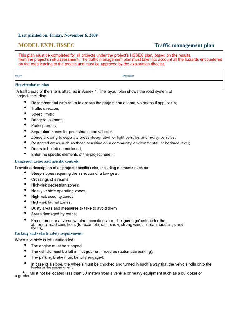 Traffic Management Plan Overview | PDF | Road | Traffic