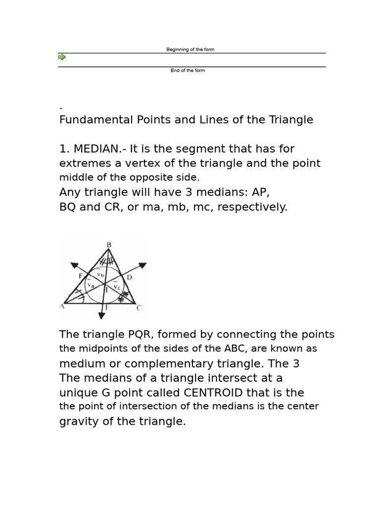 Fundamental Points and Lines of The Triangle | PDF | Triangle ...