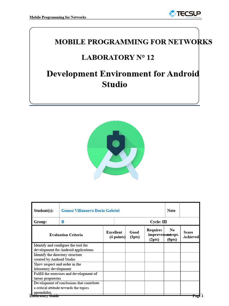 Lab12-Creation of Projects in Android Studio | PDF | Android (Operating System) | Mobile App