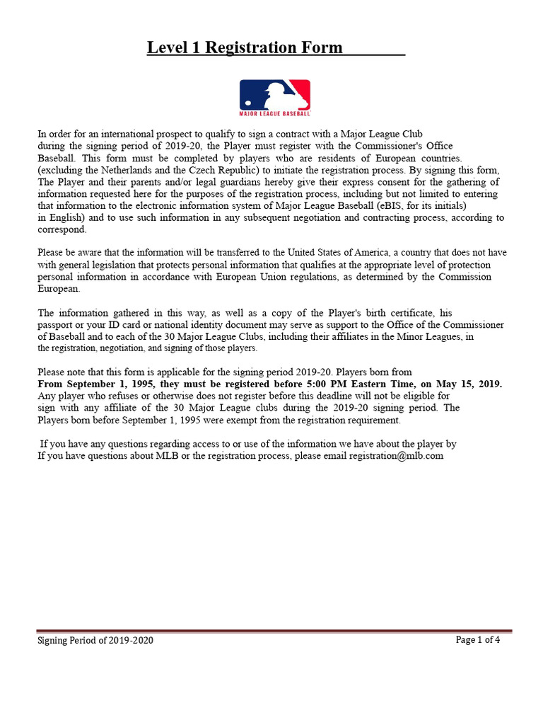 MLB Registration-Form-Spanish MLB | PDF | Identity Document | Government