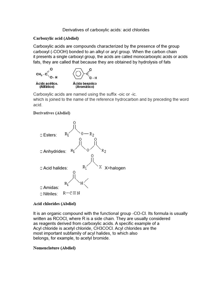 Acid Chlorides: Properties and Reactions | PDF | Carboxylic Acid | Acid