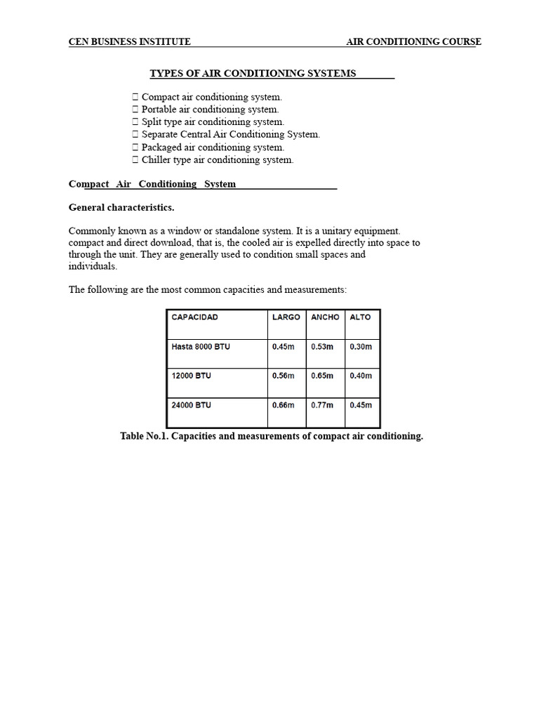 Types of Air Conditioning Systems PDF | PDF | Air Conditioning ...