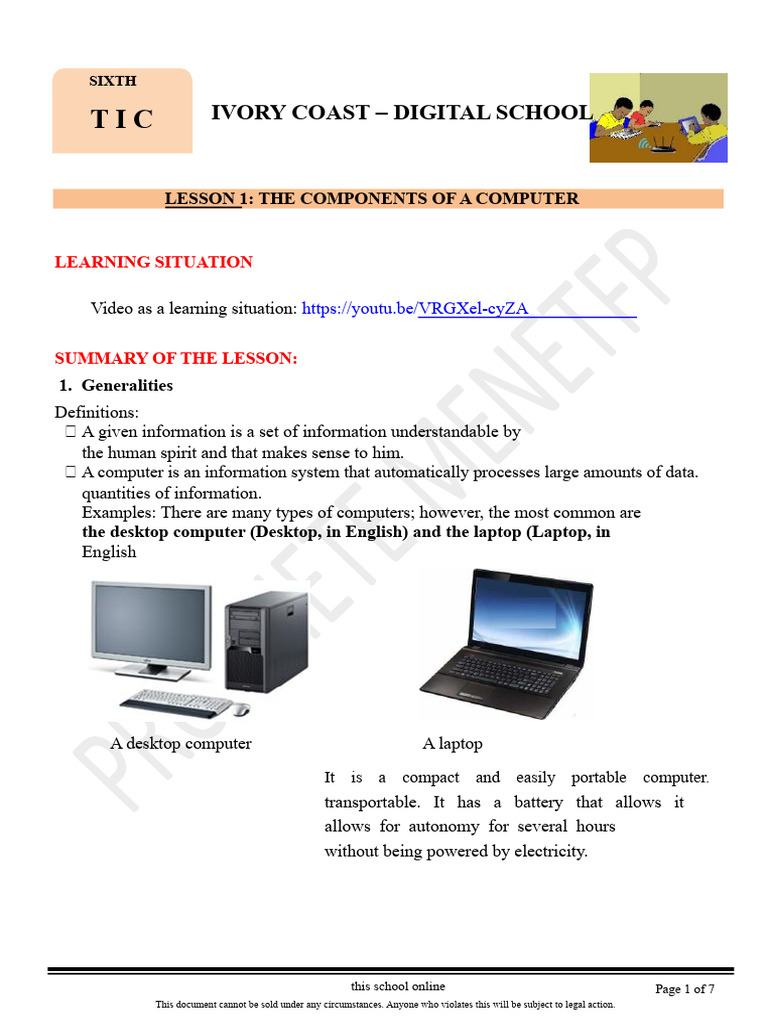 ICT 6th Grade L1 | PDF | Usb | Computer Keyboard