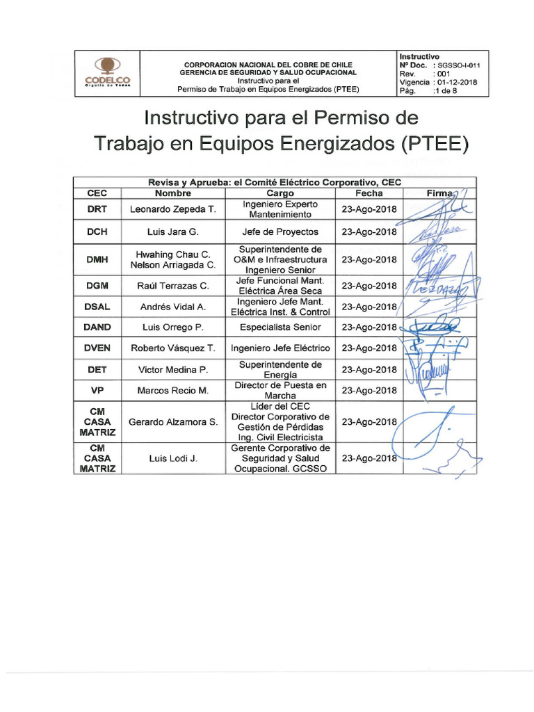34 SGSSO-I-011 Energized Equipment Work Permit (PTEE) Rev 001 | PDF ...
