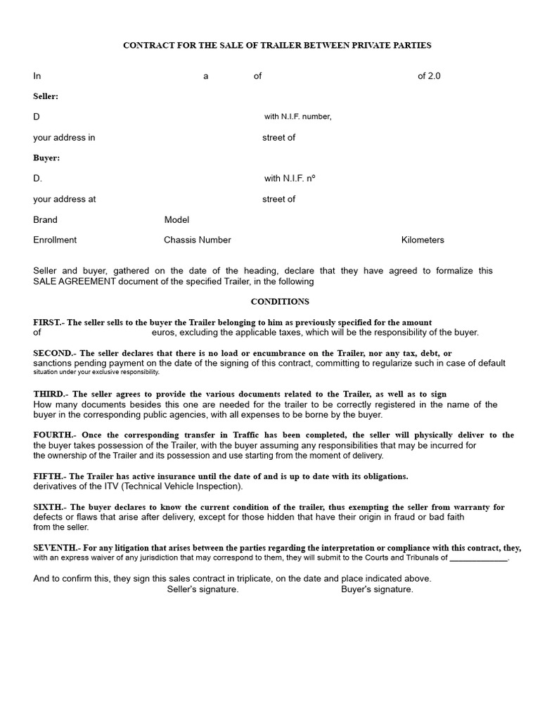 Purchase and Sale Contract Trailer | PDF | Sales | Procurement