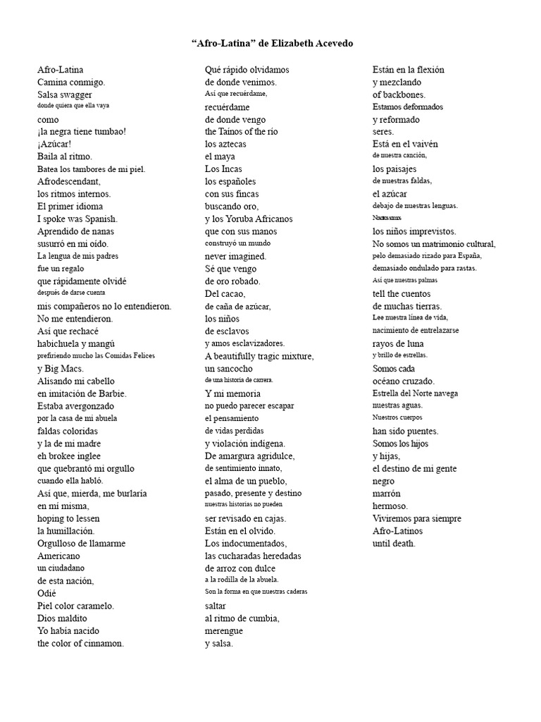 "Afro-Latina" de Elizabeth Acevedo | PDF