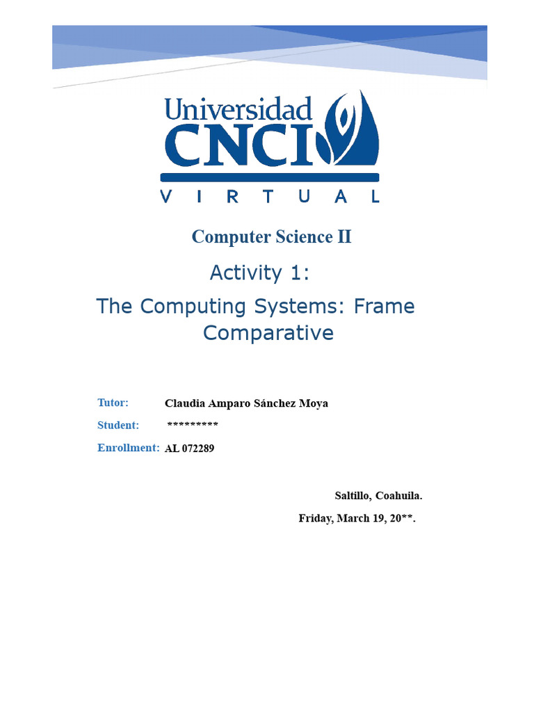 Activity 1, Computer Science II, CNCI Virtual University. | PDF | Computing | Computer Engineering