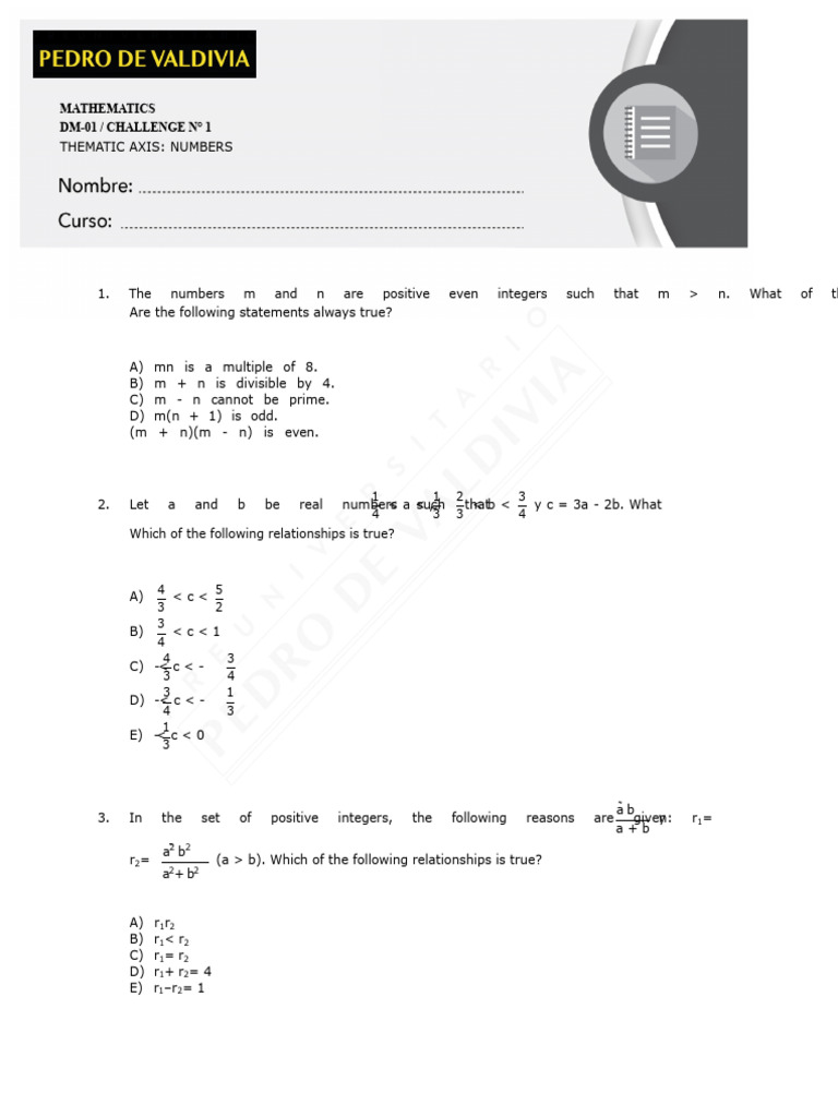 Challenging Mathematics Exercises | PDF | Numbers | Discrete Mathematics