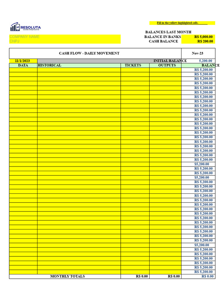 Monthly Cash Flow Summary Template | PDF | Economies