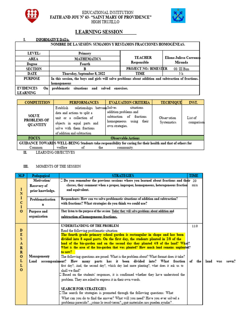Adding and Subtracting Fractions Lesson | PDF | Cognition | Learning