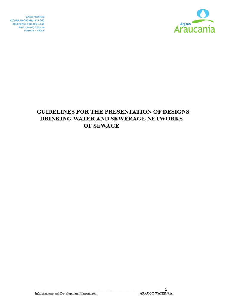 Presentation Guidelines For Drinking Water Project Designs Aguas ...