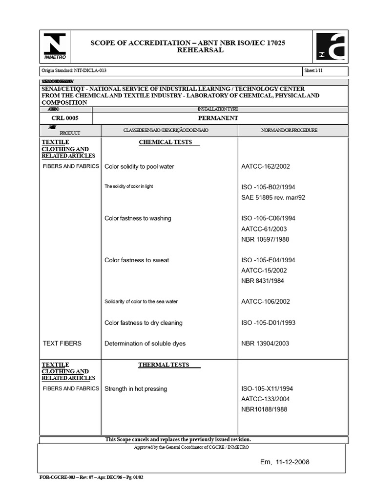 Standards Textile Tests | PDF | Textiles | International Organization ...