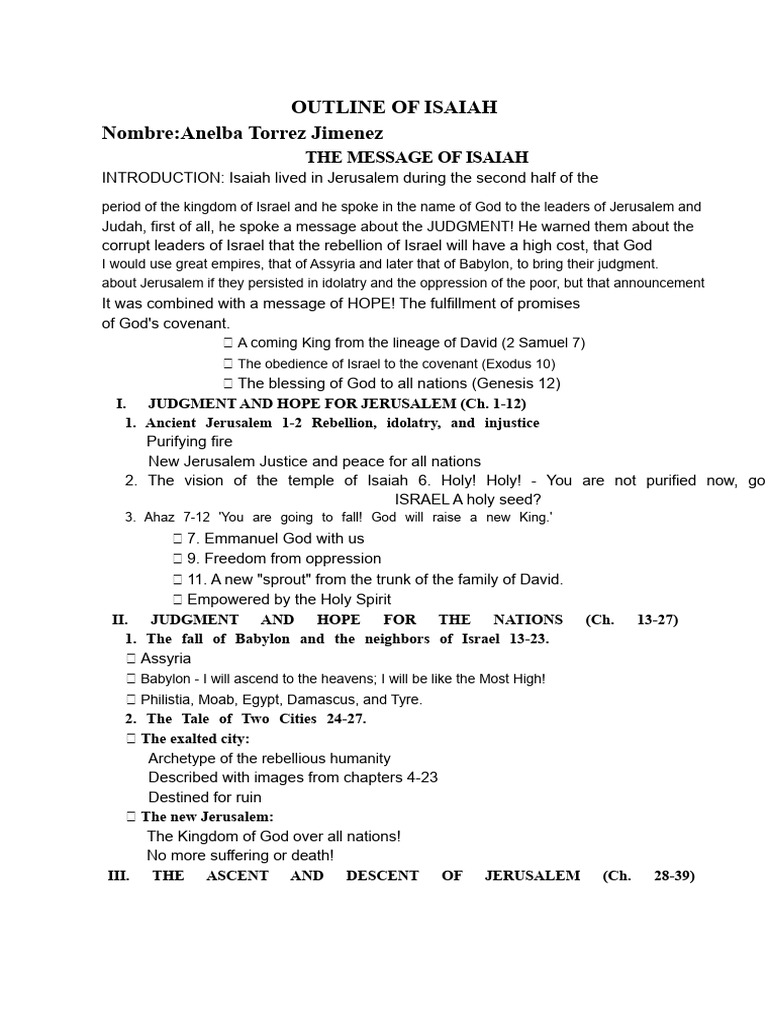 Outline of Isaiah | PDF | Isaiah | Books Of The Hebrew Bible