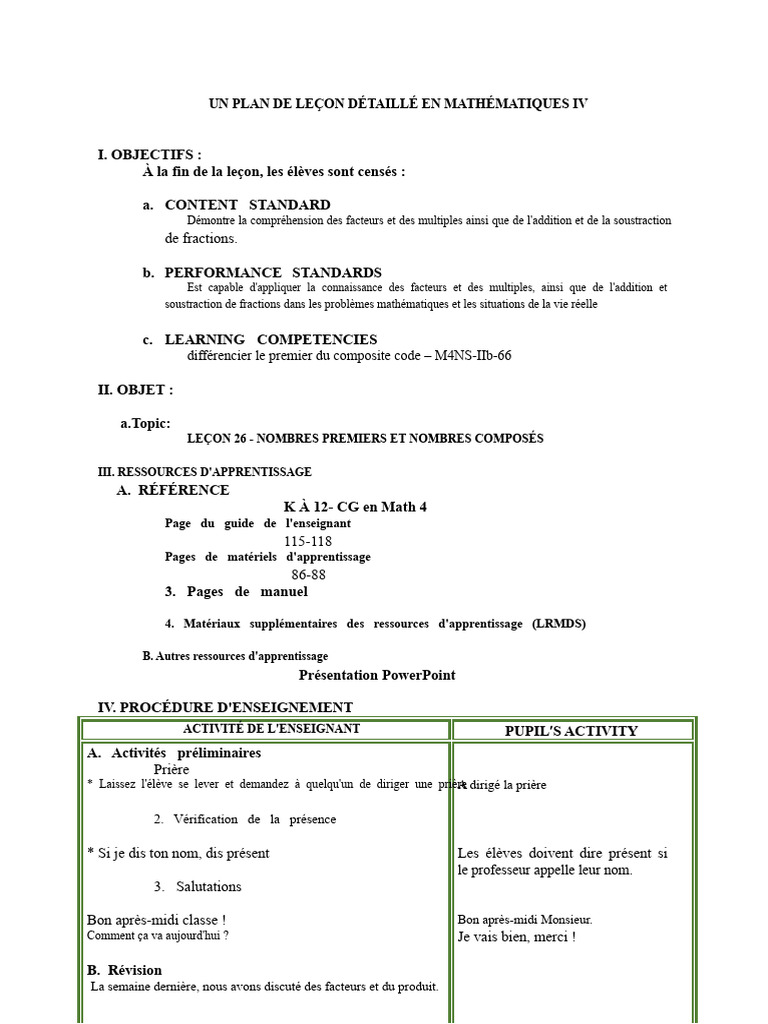 Leçon sur Nombres Premiers et Composés | PDF
