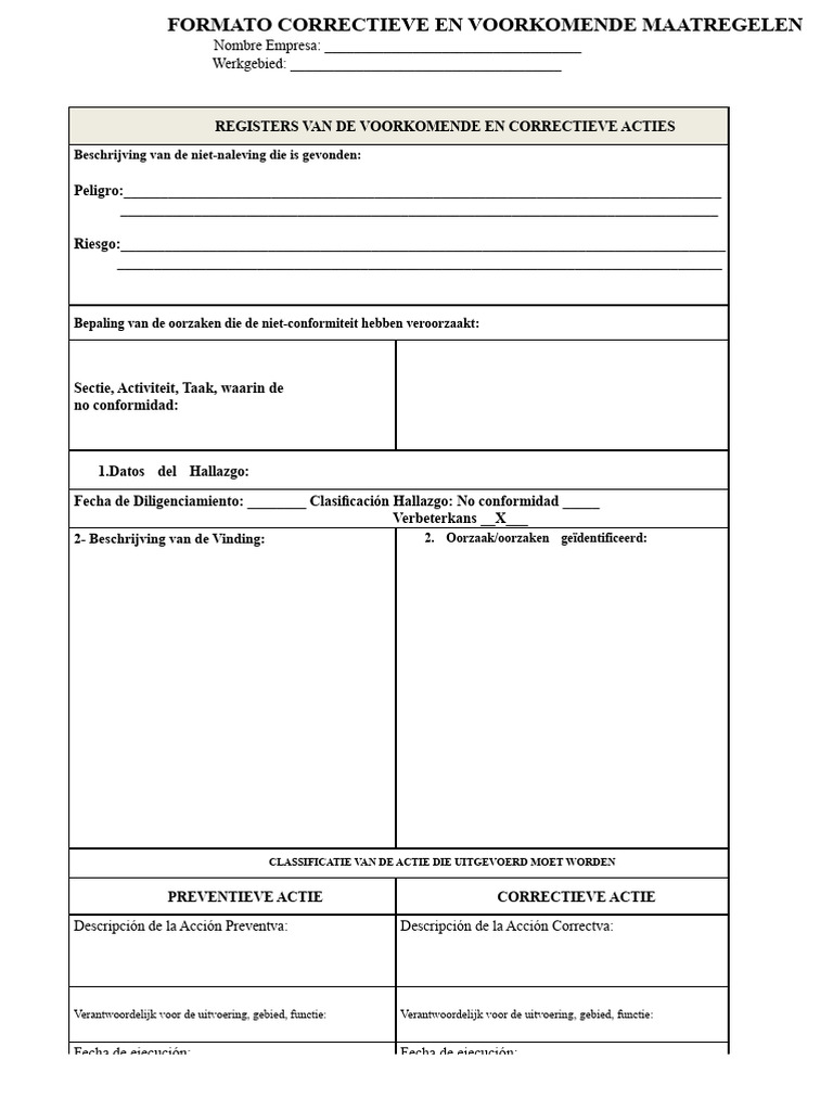 Format Van Correctieve en Preventieve Acties | PDF