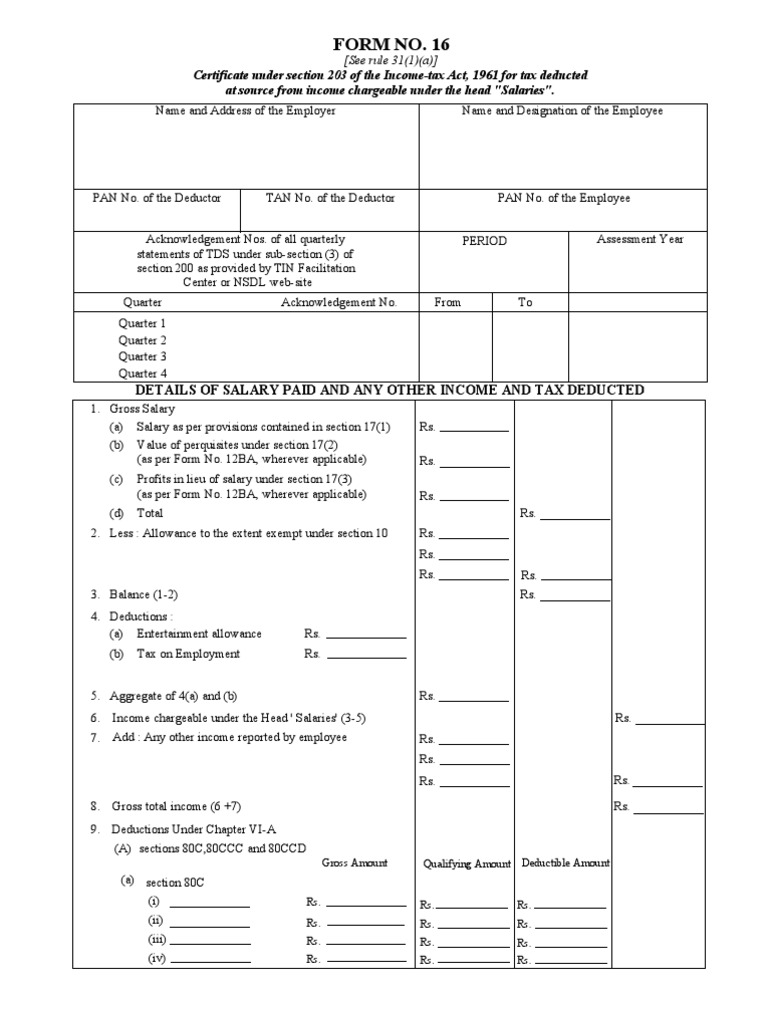 Form 16 | PDF | Tax Deduction | Taxes