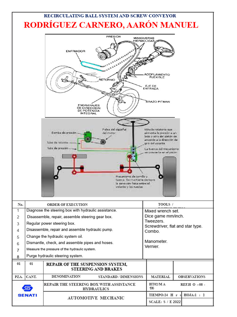 PLANNING SHEET Hydraulic Steering System - GASY | PDF | Steering | Nut ...