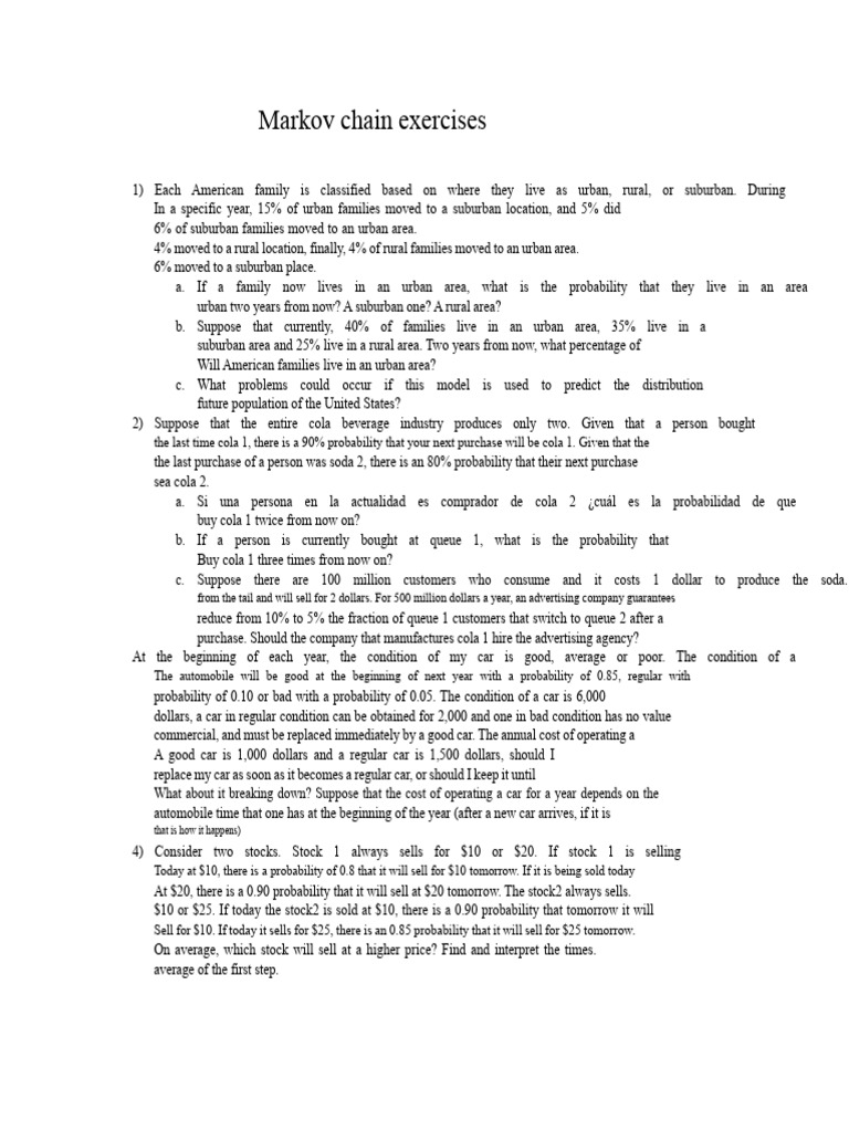 Markov Chain Exercises and Analysis | PDF | Stocks | Applied Mathematics