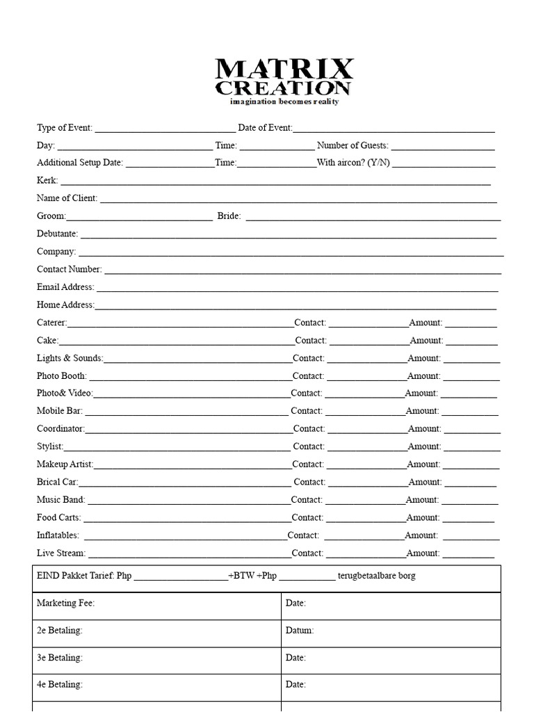 Matrix Creation Events Venue Contract 2023 | PDF
