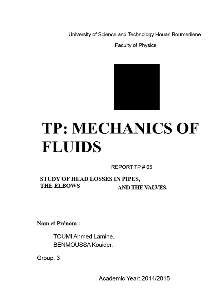 TP Fluid Mechanics Pressure Loss | PDF | Pressure Measurement | Pressure