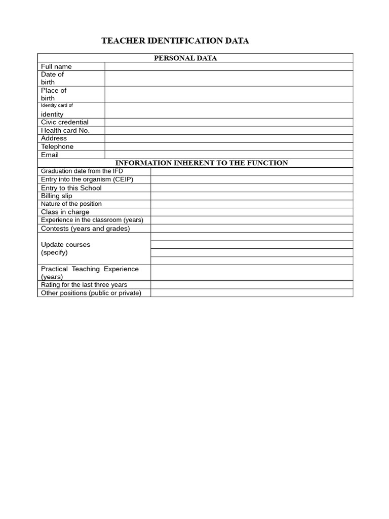 Teacher Identification Data Overview | PDF