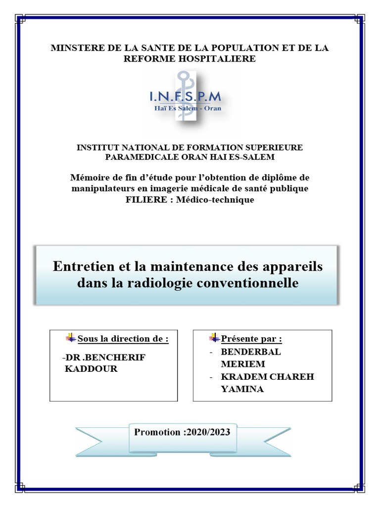 Entretien des appareils en radiologie | PDF | Radiographie | Tube ...
