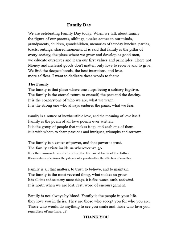 Family Day Speech | PDF