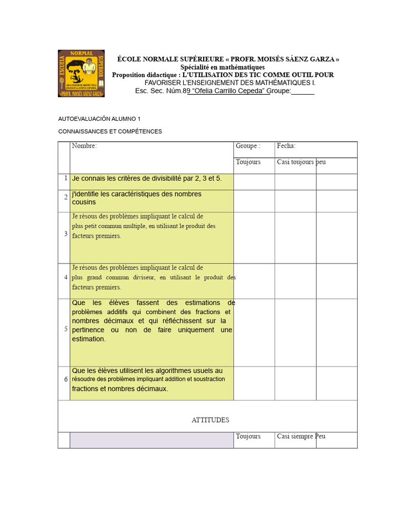 Fiche D'autoévaluation | PDF | Mathématiques élémentaires | Théorie des ...