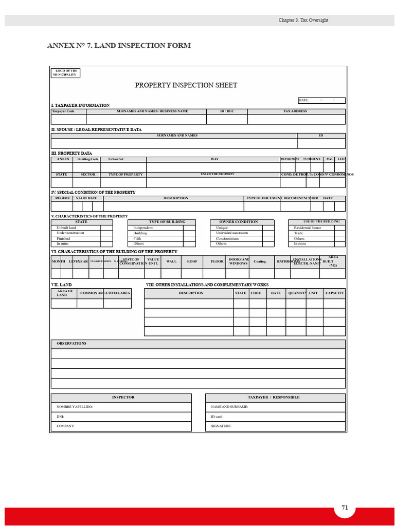 Land Inspection Form Overview | PDF