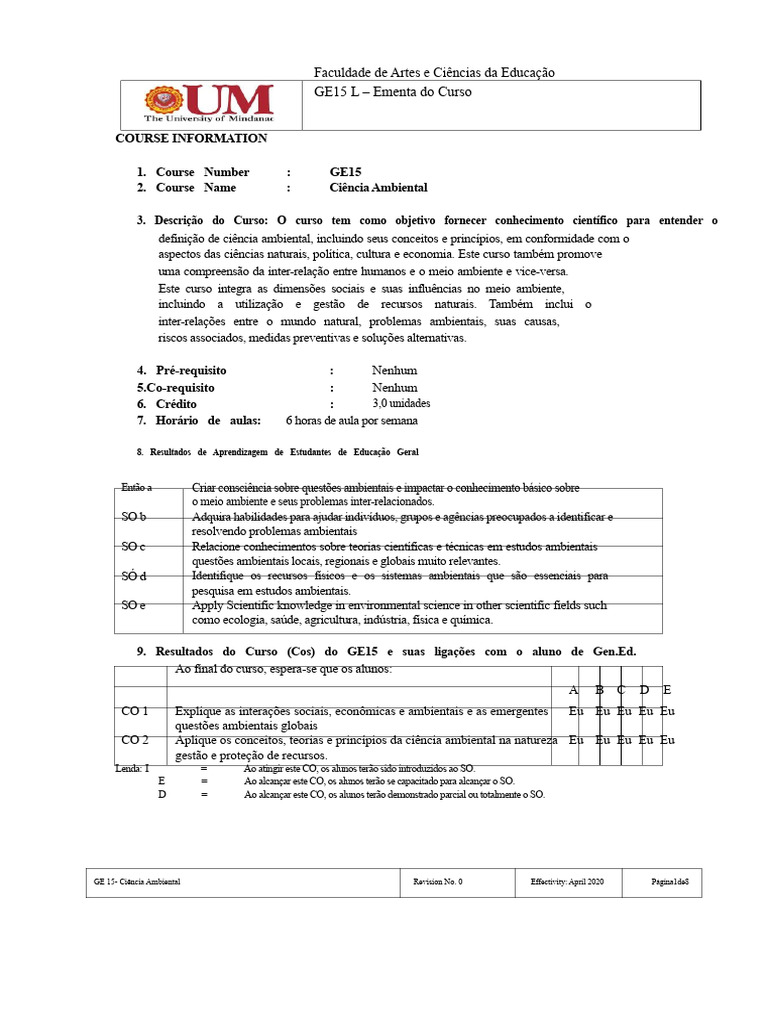 Ge15 Ciências Ambientais Sílabos Ge15 Ciências Ambientais Sílabos - Comprimir PDF | PDF ...