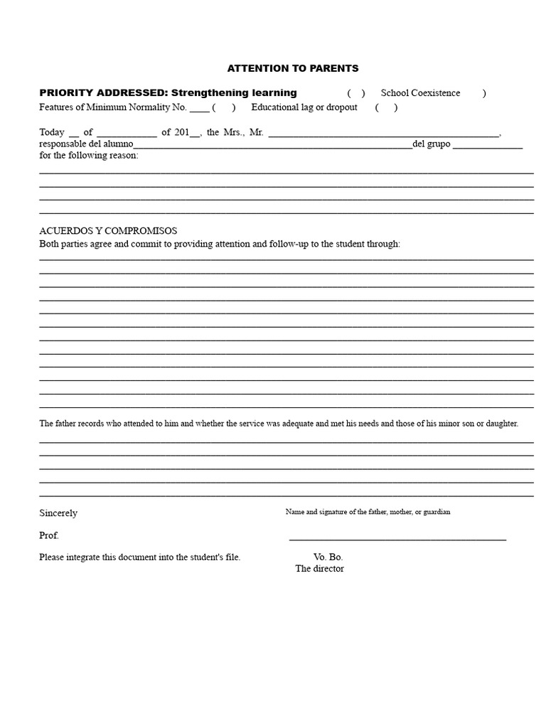 Parent Attention Format | PDF | Adulthood | Parenting