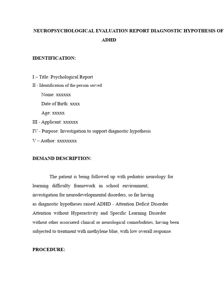 ADHD Neuropsychological Evaluation Report | PDF | Attention Deficit ...