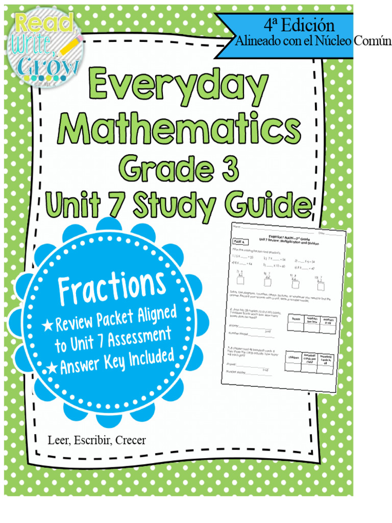 Guía de Estudio Del Unidad 7 de Matemáticas Cotidianas para 3er Grado ...