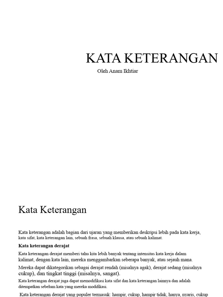 Kata Keterangan | PDF