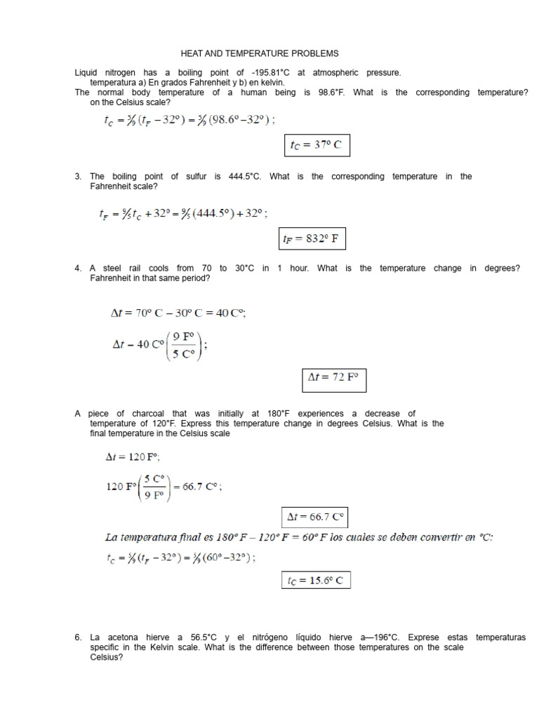 Temperature Problems Solved II | PDF | Fahrenheit | Temperature