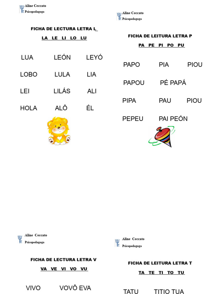 Fichas de Lectura Palabras | PDF