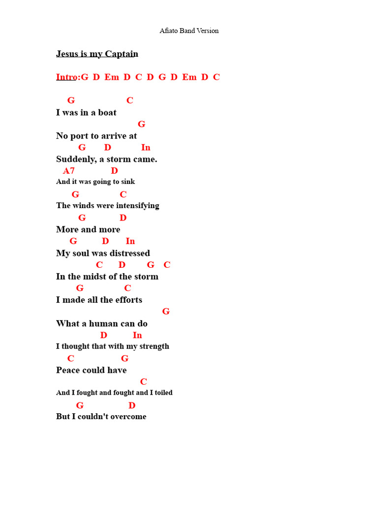 Jesus is My Captain Lyrics | PDF