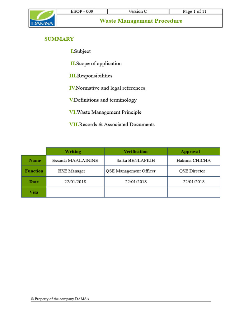 Waste Management Procedure | PDF | Waste | Waste Management