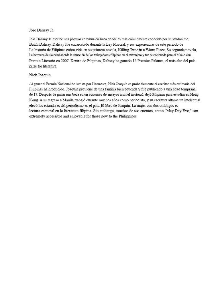 Jose Dalisay JR | PDF