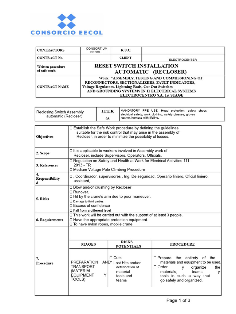 Pets Assembly of Recloser | PDF | Personal Protective Equipment ...