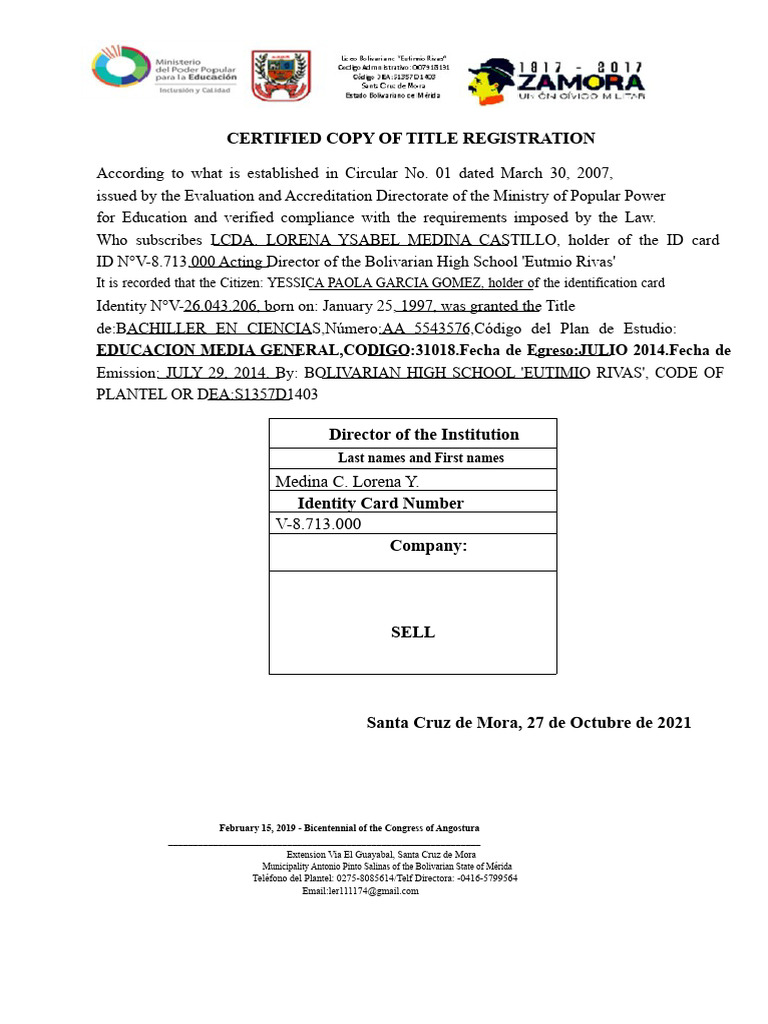 Certified Copy of Title Registration | PDF